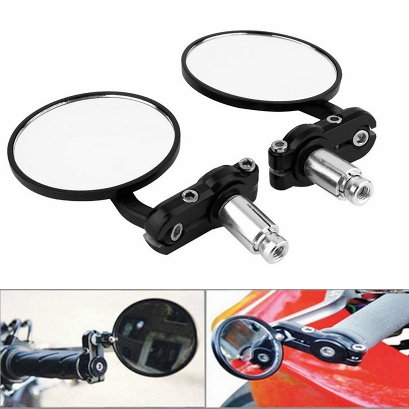 2pcs Pair Motorcycle Rear View Mirrors Round 7 8 Handle Bar End