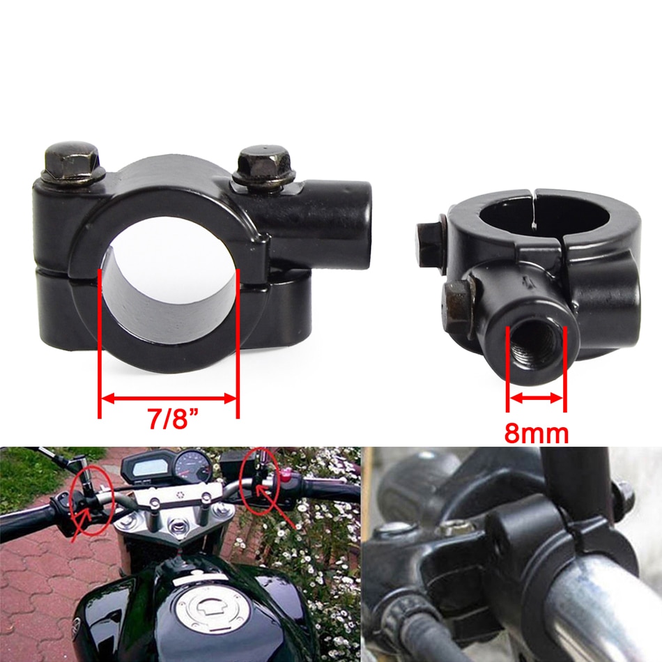 7 8 Motorcycle Handle Bar Mirror Mount Holder Rearview Handlebar